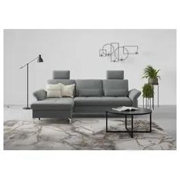 Ecksofa Inosign "Palm Beach L-Form" Sofas Gr. B/H/T: 269 cm x 89 cm x 175 cm, Chenille-Optik, mega-Recamiere links, mit Sitztiefenverstellung-ohne Bettfunktion-ohne Bettkasten-ohne Armteilverstellung, grau Federkern, mit Sitztiefenverstellung, wahlweise Bettfunktion