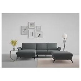 Sit & More Ecksofa SIT & MORE "Fashion L-Form" Sofas Gr. B/H/T: 253cm x 84cm x 165cm, Luxus-Microfaser ALTARA NUBUCK, Recamiere links, mit Kopfteilverstellung-mit Vorziehsitz, motorisch-mit Metallfuesse schwarz matt, grau (dunkelgrau) wahlweise mit Kopfteilverstellung und Vorziehsitz, motorisch