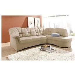 Ecksofa DOMO collection "Papenburg L-Form" Sofas Gr. B/H/T: 241cm x 84cm x 178cm, Luxus-Microfaser, Ottomane rechts, ohne Bettfunktion, beige (natur) mit Ottomane, wahlweise Bettfunktion