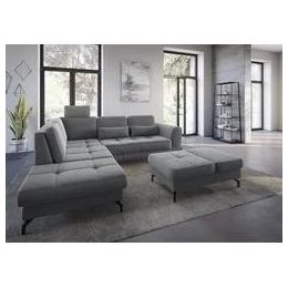 Sit & More Ecksofa SIT & MORE "Bendigo L-Form", grau (hellgrau), B:258cm H:84cm T:226cm, Sofas, inklusive Sitztiefenverstellung, Bodenfreiheit 12 cm, in 2 Fußfarben