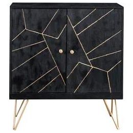 Kommode GUTMANN FACTORY "Scan" Sideboards Gr. B/H/T: 80 cm x 87 cm x 43 cm, Anzahl Türen: 2, mit goldfarbenen Einfräsungen, schwarz mit modernen Haarnadel Beinen