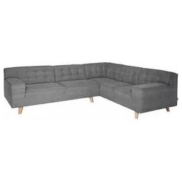 Ecksofa Tom Tailor HOME "NORDIC CHIC" Sofas Gr. B/H/T: 269cm x 77cm x 226cm, Vintage Webstoff TUS, langer Schenkel links, grau (soft graphite tus 9) im Retrolook, Füße Buche natur