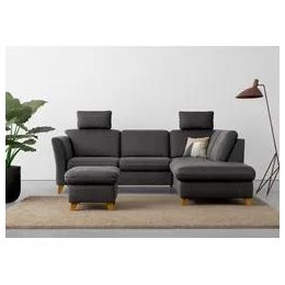 Ecksofa Home Affaire "Trelleborg L-Form" Sofas Gr. B/H/T: 252cm x 86cm x 213cm, Breitcord, Ottomane rechts, ohne Bettfunktion-ohne Stauraum, grau wahlweise mit Bettfunktion und Bettkasten, inkl. Federkern-Polsterung