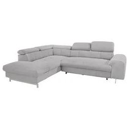 Ecksofa COTTA "Chef L-Form" Sofas Gr. B/H/T: 262cm x 72cm x 206cm, Chenille, Ottomane links, mit Kopfteilverstellung-ohne Bettfunktion und Bettkasten, grau mit Kopfteilverstellung, wahlweise Bettfunktion