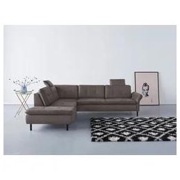 Ecksofa Inosign "Birkholm L-Form" Sofas Gr. B/H/T: 270cm x 83cm x 226cm, Luxus-Microfaser in Lederoptik, Ottomane links, mit Armlehnfunktion, grau (anthrazit) Armlehnverstellung, auch in Easy Clean Bezug - mit Wasser zu reinigen