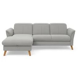 Sit & More Ecksofa SIT & MORE "Romero L-Form" Sofas Gr. B/H/T: 245cm x 91cm x 178cm, Struktur weich, Recamiere links, mit Federkern-mit Kopfteilverstellung-mit Bettfunktion-mit Bettkasten-ohne motorische Relaxfunktion, silberfarben (silber) wahlweise mit oder ohne Relax-Funktion, Bettfunktion, Bettkasten