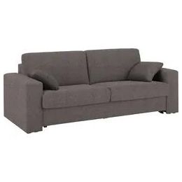 Schlafsofa Home Affaire "Roma Matratzenhöhe 14 cm" Sofas Gr. B/H/T: 220 cm x 85 cm x 100 cm, Struktur weich, Breite 220 cm, braun Dauerschlaffunktion, mit Unterfederung, Lattenrost, Matratze