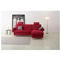 Ecksofa Home Affaire "Westerland L-Form" Sofas Gr. B/H/T: 252cm x 90cm x 162cm, Luxus-Microfaser ALTARA NUBUCK, Recamiere rechts, mit Bettfunktion, Bettkasten und Armlehnfunktion, rot (bordeaux) Federkern-Polsterung, wahlweise mit Bettfunktion, Bettkasten