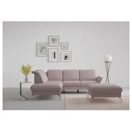 Sit & More Ecksofa SIT & MORE "Fashion L-Form" Sofas Gr. B/H/T: 250cm x 84cm x 207cm, Chenille, Ottomane links, mit Kopfteilverstellung-mit Vorziehsitz, motorisch, rosa (rose) wahlweise mit Kopfteilverstellung, Vorziehsitz, motorisch, Nickelfüße