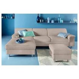 Ecksofa Inosign "Jamie, L-Form" Sofas Gr. B/H/T: 251cm x 72cm x 80cm, Struktur fein, Recamiere links, mit Bettfunktion, beige wahlweise mit Bettfunktion