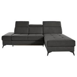 Ecksofa Inosign "Cardiz L-Form" Sofas Gr. B/H/T: 246cm x 83cm x 173cm, Struktur fein, Recamiere rechts, mit Bettfunktion-mit Bettkasten, grau (anthrazit) inkl.Kopfteilverstellung und Federkern wahlweise mit Bettfunktion