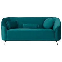 3-Sitzer LEONIQUE "Ashly" Sofas Gr. B/H/T: 184cm x 81cm x 80cm, Samtoptik, blau (petrol) in 3 Bezugsvarianten, Bouclé, Samtoptik und Struktur weich.