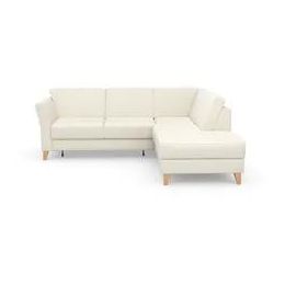 Sit & More Ecksofa SIT & MORE "Visby L-Form" Sofas Gr. B/H/T: 248cm x 87cm x 213cm, Struktur fein, Ottomane rechts, mit Bettfunktion-mit Stauraum, beige (linen) Wahlweise mit Bettfunktion und Stauraum, frei im Raum stellbar