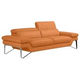 2,5-Sitzer Egoitaliano "Princess, Designsofa und super bequem, tolle Detailverarbeitung" Sofas Gr. B/H/T: 236cm x 95cm x 108cm, Leder BULL, inkl. verstellbarer Kopfteile, orange inkl. verstellbarer Kopfteile