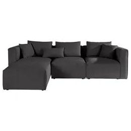 Guido Maria Kretschmer Home & Living Ecksofa GUIDO MARIA KRETSCHMER HOME & LIVING "Comfine L-Form" Sofas Gr. B/H/T: 280cm x 75cm x 182cm, Samtcord, Ottomane links, grau (anthrazit) zusammengesetzt aus Modulen, 3 Bezugsqualitäten und viele Farben