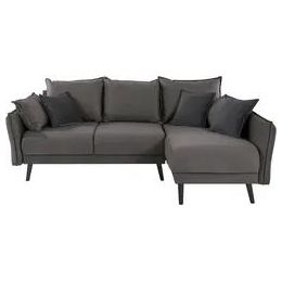 Ecksofa Inosign "Asra L-Form" Sofas Gr. B/H/T: 240cm x 95cm x 170cm, Samtvelours, Recamiere rechts, mit Bettfunktion-mit Bettkasten, schwarz (anthrazit/schwarz) incl. Bettfunktion und Bettkasten, Seitentasche im Armteil, Federkern