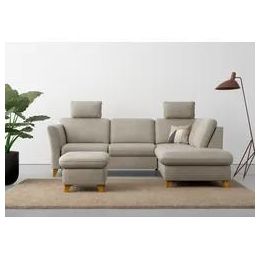 Ecksofa Home Affaire "Trelleborg L-Form" Sofas Gr. B/H/T: 252cm x 86cm x 213cm, Feincord, Ottomane rechts, ohne Bettfunktion-ohne Stauraum, grau (steel) wahlweise mit Bettfunktion und Bettkasten, inkl. Federkern-Polsterung