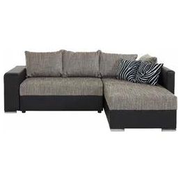 Ecksofa Collection AB "John L-Form" Sofas Gr. B/H/T: 226 cm x 80 cm x 92 cm, Kunstleder SOFTLUX-Struktur, mit Federkern, schwarz (schwarz, grau) mit Bettfunktion, wahlweise Federkern