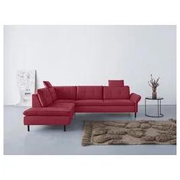 Ecksofa Inosign "Birkholm L-Form" Sofas Gr. B/H/T: 270cm x 83cm x 226cm, Luxus-Microfaser ALTARA NUBUCK, Ottomane links, mit Armlehnfunktion, rot (bordeaux) Armlehnverstellung, auch in Easy Clean Bezug - mit Wasser zu reinigen