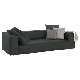 3-Sitzer W.Schillig "around-the-block" Sofas Gr. B/H/T: 260 cm x 66 cm x 104 cm, Longlife fabric Flachgewebe T88, schwarz (black t88) mit eleganter Biese, Federkern