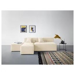 Ecksofa Andas "Sundstrup L-Form" Sofas Gr. B/H/T: 220cm x 76,5cm x 153cm, Struktur weich, Ottomane rechts, beige Modulserie, individuelle Zusammenstellung