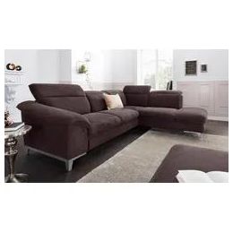 Ecksofa COTTA "Teresa L-Form", braun (espresso), B:293cm H:84cm T:232cm, Chenille (90% Polyester; 10% Polyamid ), Struktur (100% Polyester ), Sofas, wahlweise mit Bettfunktion