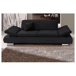 2,5-Sitzer Max Winzer "Toulouse modern und bequem, aktuelles Design, hoher Sitzkomfort" Sofas Gr. B/H/T: 224cm x 75cm x 89cm, Luxus-Microfaser, schwarz mit klappbaren Armlehnen, Breite 224 cm