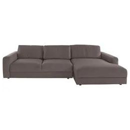 Ecksofa Places of Style "Bloomfield, L-Form" Sofas Gr. B/H/T: 303cm x 84cm x 176cm, Velours, mega-Recamiere rechts, XXL mit Sitztiefenverstellung, grau (taupe) extra tiefe Sitzfläche, wahlweise mit Sitztiefenverstellung