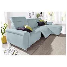 Sit & More Ecksofa SIT & MORE "Township L-Form" Sofas Gr. B/H/T: 253cm x 102cm x 168cm, Struktur fein, Recamiere rechts, mit elektrischer Wallfree-Funktion, blau (aqua) wahlweise mit elektrischer Wallfree-Funktion