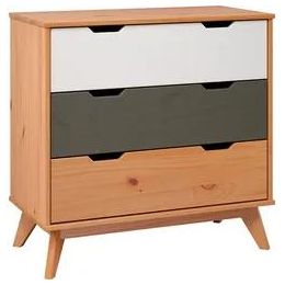 Kommode INTER-FURN "Scandik" Sideboards Gr. B/H/T: 80 cm x 79 cm x 40 cm, 3 St., braun (honigfarben lackiert, weiß, grau) praktisch und aus massiver Kiefer