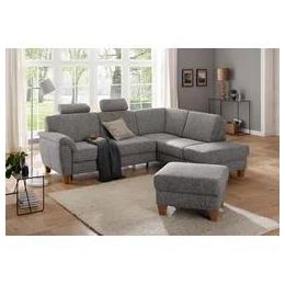 Ecksofa Home Affaire "Alta L-Form", grau, B:250cm H:89cm T:201cm, Struktur ( 100% Polyester), Struktur fein ( 100% Polyester), Luxus-Microfaser ALTARA NUBUCK (100% Polyester), Sofas, mit Federkern und Kontrastnaht, Füße Buche eichefarben