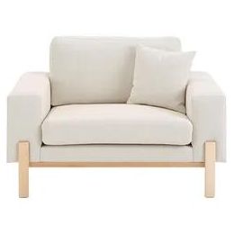 Loveseat OTTO products "Hanne Sessel mit Holzrahmen" Gr. Baumwoll-/Leinenmix, B/H/T: 128cm x 86cm x 88cm, beige Sofas Verschiedene Bezugsqualitäten: Baumwolle, recyceltes Polyester