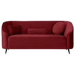 3-Sitzer LEONIQUE "Ashly" Sofas Gr. B/H/T: 184cm x 81cm x 80cm, Samtoptik, rot in 3 Bezugsvarianten, Bouclé, Samtoptik und Struktur weich.