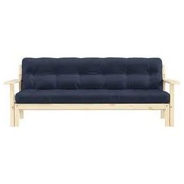 Schlafsofa KARUP DESIGN "Unwind" Sofas Gr. B/H/T: 190cm x 14cm x 92cm, Baumwollmix, blau (navy) Mit Holzstruktur, inkl. Futonmatratze, Liegefläche 130x190 cm