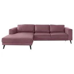 Ecksofa Inosign "Lumber Jack, L-Form" Sofas Gr. B/H/T: 280cm x 85cm x 167cm, Velours, Recamiere links, mit Schlaffunktion und Bettkasten, rosa (altrosa) in moderner Optik