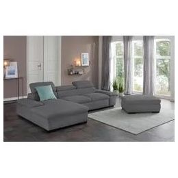 Ecksofa Home Affaire "Alberto L-Form" Sofas Gr. B/H/T: 286cm x 73cm x 174cm, Luxus-Microfaser weich, Recamiere links, ohne Bettfunktion, grau mit Kopfteilverstellung, wahlweise Bettfunktion