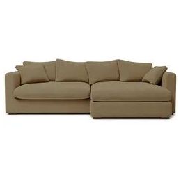 Ecksofa Home Affaire "Coray, L-Form" Sofas Gr. B/H/T: 266 cm x 80 cm x 153 cm, Feincord, Recamiere rechts, braun (light brown) extra weich und kuschelig, Füllung mit Federn Daunen