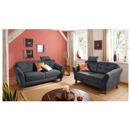 2-Sitzer Home Affaire "Trondheim" Sofas Gr. B/H/T: 163cm x 89cm x 90cm, Luxus-Microfaser ALTARA NUBUCK, grau (anthrazit) mit Federkern, Knopfheftung im Rücken