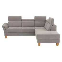 Ecksofa Home Affaire "Conville L-Form" Sofas Gr. B/H/T: 247cm x 84cm x 217cm, Webstoff, Ottomane rechts, inkl.Kopfteilverstellung, ohne Bettfunktion und Stauraum, braun (latte) Federkern, wahlweise mit Bettfunktion und Bettkasten bzw. Stauraum