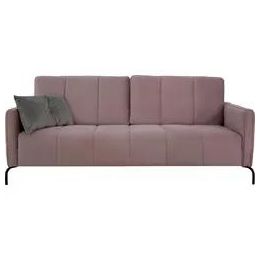 3-Sitzer Inosign "Xeen" Sofas Gr. B/H/T: 205cm x 85cm x 85cm, Samtoptik, rosa mit feiner Steppung und Keder