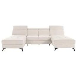 Wohnlandschaft Inosign "Cardiz U-Form" Sofas Gr. B/H/T: 296 cm x 83 cm x 173 cm, Struktur fein, gleichschenklig, ohne Bettfunktion-ohne Bettkasten, beige (natur) inkl.Kopfteilverstellung und Federkern wahlweise mit Bettfunktion