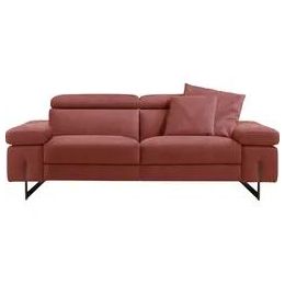 2,5-Sitzer Egoitaliano "Candice" Sofas Gr. B/H/T: 222cm x 100cm x 108cm, Luxus-Microfaser Lederoptik, rot (marsala) Kopfteile manuell verstellbar, titanumfarbene Kufenfüße