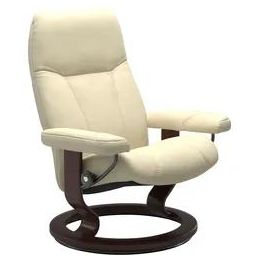 Relaxsessel stressless "Consul" Sessel Gr. Leder PALOMA, Classic Base Braun, PlusTMSystem-Gleitsystem-Relaxfunktion-Drehfunktion-Kopfstützenverstellung-Rückteilverstellung, B/H/T: 72cm x 94cm x 70cm, beige (vanilla paloma) mit Classic Base, Größe S, Gestell Braun