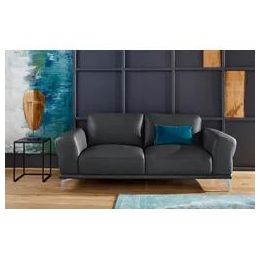 2-Sitzer W.Schillig "montanaa" Sofas Gr. B/H/T: 192cm x 78cm x 94cm, Longlife Xtra-Leder Z59, schwarz (schwarz z59) mit Metallfüßen in Silber matt, Breite 192 cm