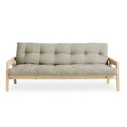 Schlafsofa KARUP DESIGN Sofas Gr. B/H/T: 204cm x 40cm x 90cm, Gestell: Natur, beige (leinen) Mit Holzstruktur, inkl. Futonmatratze, Liegefläche 130x190 cm