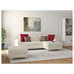 Sit & More Ecksofa SIT & MORE "Dundee L-Form" Sofas Gr. B/H/T: 264cm x 86cm x 175cm, Struktur weich, Recamiere rechts, mit Kopfteilverstellung-mit Bettfunktion-mit Bettkasten, beige (creme) mit Federkern und Edelstahlfüßen, wahlweise Kopfteilverstellung