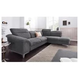 Ecksofa COTTA "Teresa L-Form", grau (stone), B:293cm H:84cm T:232cm, Chenille (90% Polyester; 10% Polyamid ), Struktur (100% Polyester ), Sofas, wahlweise mit Bettfunktion