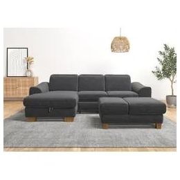 Ecksofa Home Affaire "Dundee L-Form", grau (anthrazit), B:264cm H:86cm T:170cm, Sofas, wahlweise mit Kopfteilverstellung und zusätzlich mit Bettfunktion