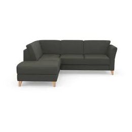 Sit & More Ecksofa SIT & MORE "Visby L-Form" Sofas Gr. B/H/T: 248cm x 87cm x 213cm, Struktur fein, Ottomane links, ohne Bettfunktion-ohne Bettkasten, grau (anthrazit) Wahlweise mit Bettfunktion und Stauraum, frei im Raum stellbar