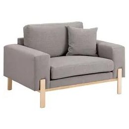 Loveseat OTTO products "Hanne Sessel mit Holzrahmen" Gr. Baumwoll-/Leinenmix, B/H/T: 128 cm x 86 cm x 88 cm, grau (hellgrau) Sofas Verschiedene Bezugsqualitäten: Baumwolle, recyceltes Polyester